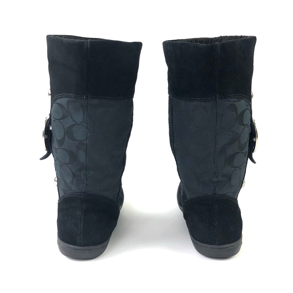 Coach Meyer Black Suede Shearling Signature C Boots - Gem